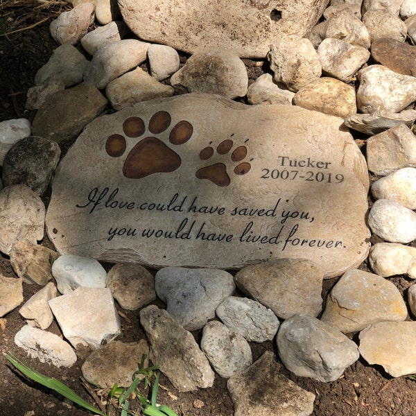 100% Personalized Pet Memorial Stones for Dogs or Cats, Pet Garden ...