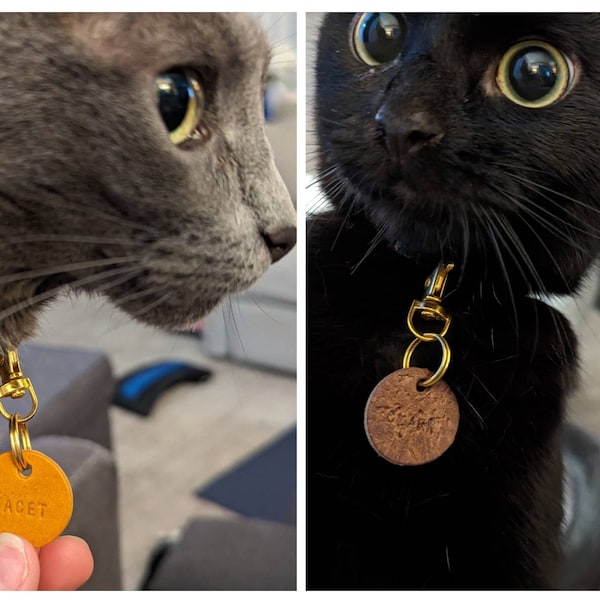 Dog Tag, Leather Tag, Silent ID Tag, Personalized Dog Tag, Small Dog ...