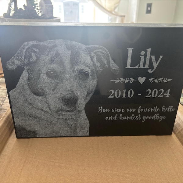 In Loving Memory Pet Memorial Stone W/ Engraved Photo: Dog, Cat, Pet ...