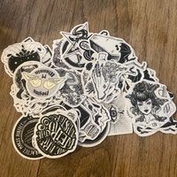 50 Cool Black and White Goth Laptop Stickers Dark Skull Tattoo Decals ...