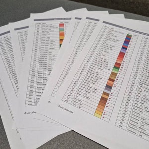 Printable DMC Thread Color Chart Tracker Inventory Sheet - Etsy