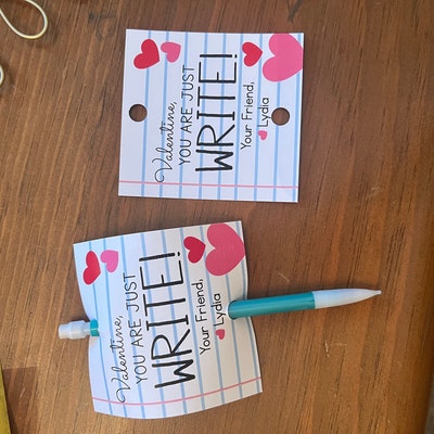 PRINTED Pencil Valentine's Day Tags for Kids Class, School, Teacher ...