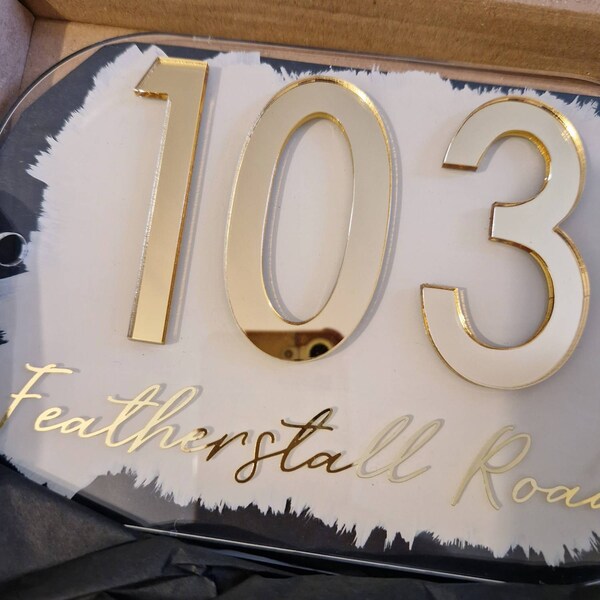 House Sign, Hand Painted Number Plaque, Personalised in Mirror - Etsy