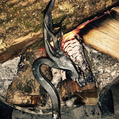 Stag Fire Poker / Blacksmith Fire Pit Tool / Hand Forged - Etsy