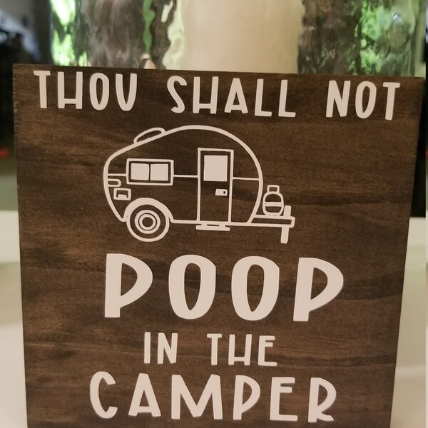 Thou Shall Not Poop in the Camper | Wood Sign | Bathroom | RV ...