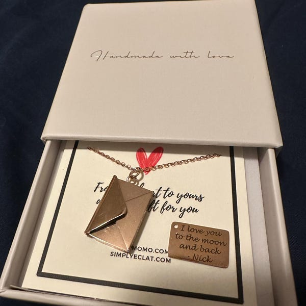 Secret Message Personalized Envelope Necklace, Hidden Message Necklace ...