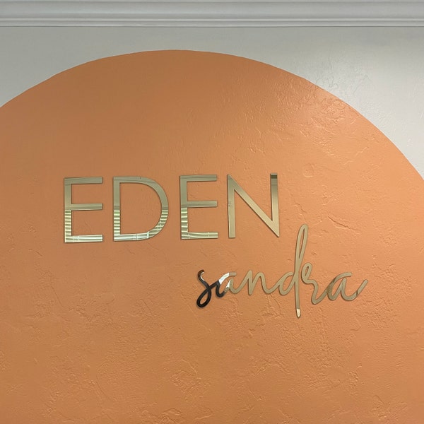 First and Middle Sign Name - Gold Mirror Name Sign - Custom Name Sign ...