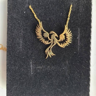 Phoenix Firebird Charm Necklace, 14K Gold Phoenix Pendants, Moms Gift ...
