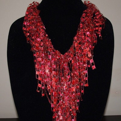 Red Scarf Necklace for Women, Red BIB Necklace, Red Necklace Scarf Gift ...