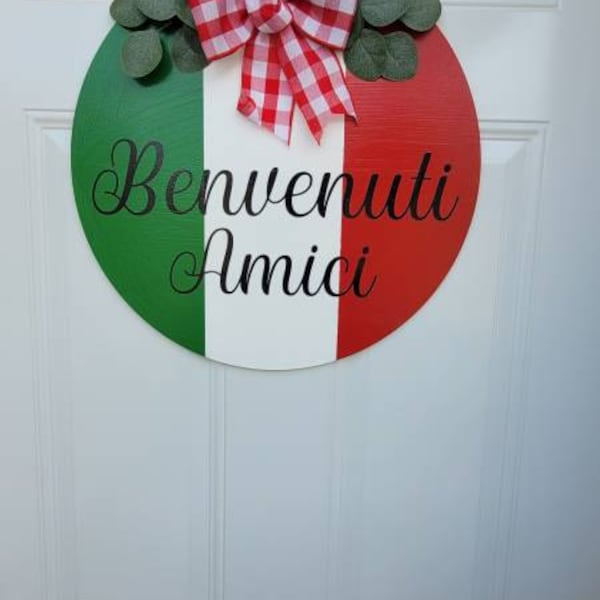 Italian, Welcome Friends, Italy, Door Hanger, Sign, Ethnic, Front Door ...