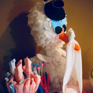Stork Head Piñata Pull String Pinata Gender Reveal Party Baby Shower ...