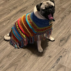 Blue Purple Tweed Dog PONCHO. all Sizes Handmade in the Andes of Peru ...