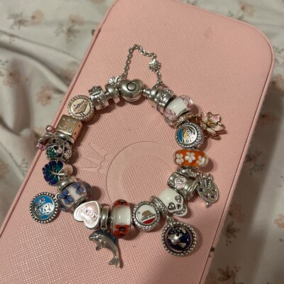 Authentic New Pandora Orange Tropical Flower Murano Beautiful Charm ...