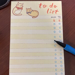 Cat TO DO LIST Notepad by Boygirlparty Bowtie Kitty Cat Note - Etsy
