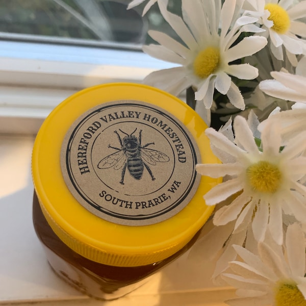 Custom Kraft Seal Honey Jar Labels, Customized Printed Round Honey Bee ...