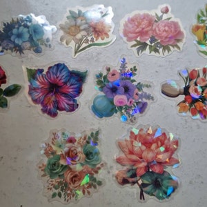 Red Rose Pink Flowers Sticker Set, Rose Stickers, Wild Flower Bouquet ...