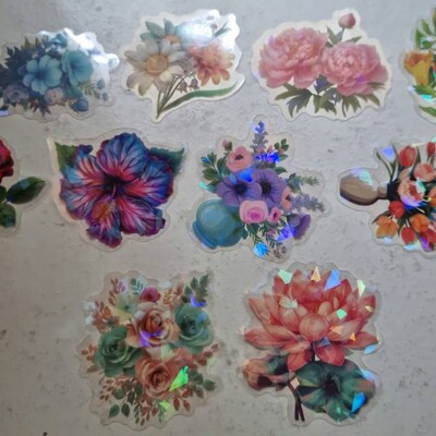 Red Rose Pink Flowers Sticker Set, Rose Stickers, Wild Flower Bouquet ...