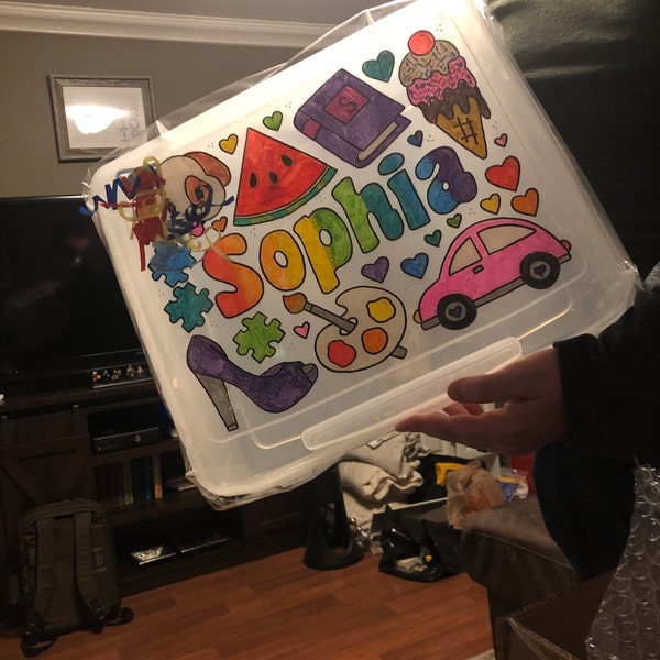 LARGE Hand-painted, Custom Personalized Storage Case, Personalized ...