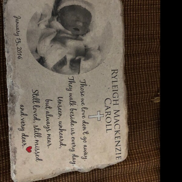 Memorial Stone With Picture. PERSONALIZED Memorial Gift. 6x9 Tumbled ...