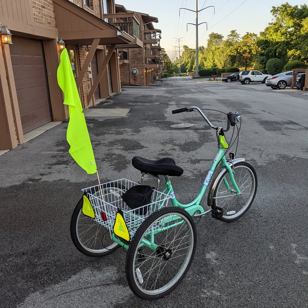 High Visibility Bike Safety Flag: Recumbent Trike, Trailer, Power Chair ...