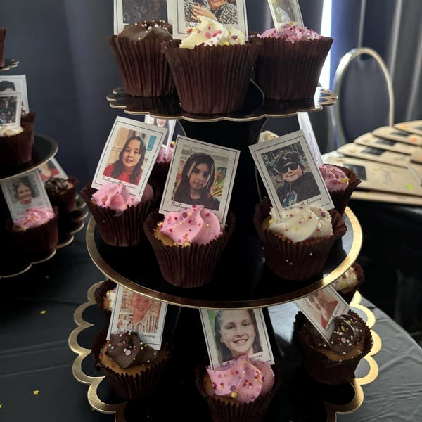 16 X Personalised Text and Photograph Cake Toppers Edible Wafer Rice ...