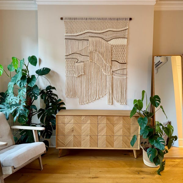 Abstract Fiber Macrame Wall Art, Unique Textured Wall Decor, Japandi ...