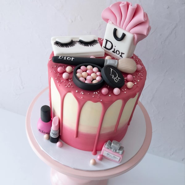 Edible Handmade Make up Cake Topper Fondant Sugar Paste Girls Birthday ...