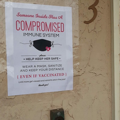 PARTIALLY EDITABLE Immunocompromised Person Inside Printable Sign Wear ...