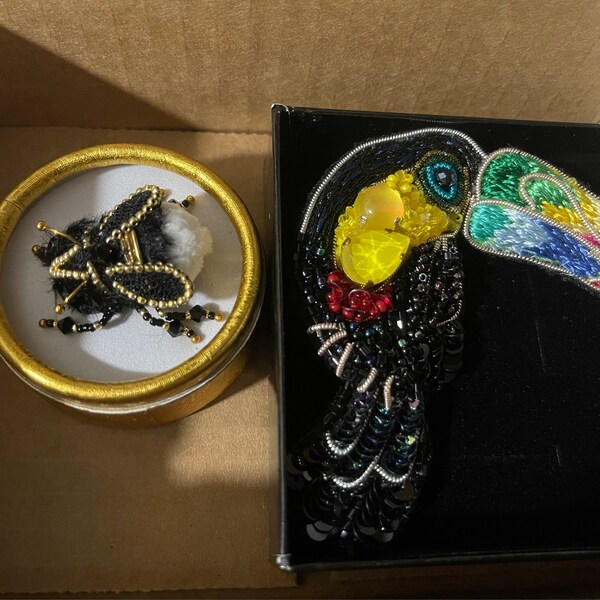 Purple Cockroach Bug Pin Sequins Beaded Embroidered Brooch Insect ...