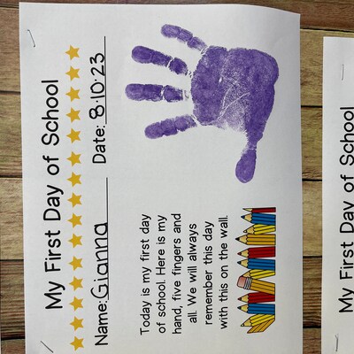 First Day of School Handprint Art, Poem Keepsake, Handprint Craft ...