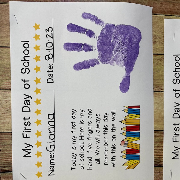 First Day of School Handprint Art, Poem Keepsake, Handprint Craft ...