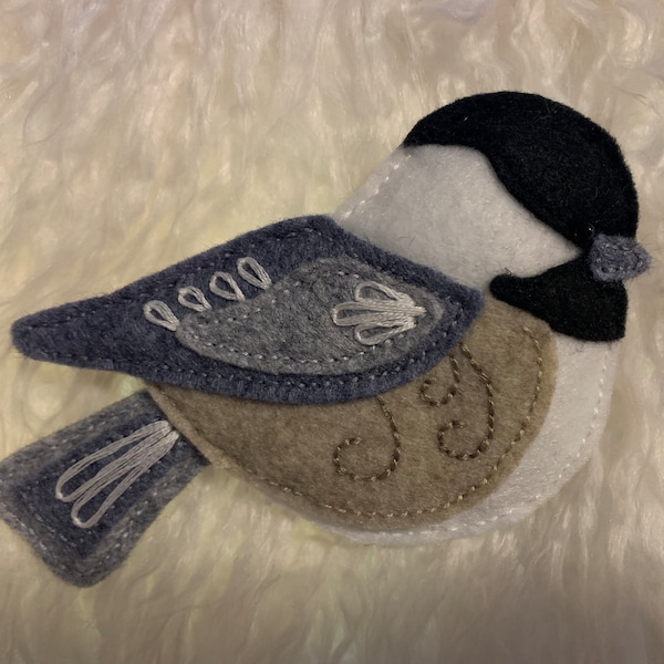 Chickadee Sewing Pattern PDF - Backyard Bird Stuffed Ornament - Felt ...