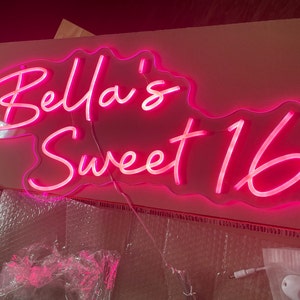 Personalized Sweet 16 Neon Sign, Personalized Gifts, Custom Name Sweet ...