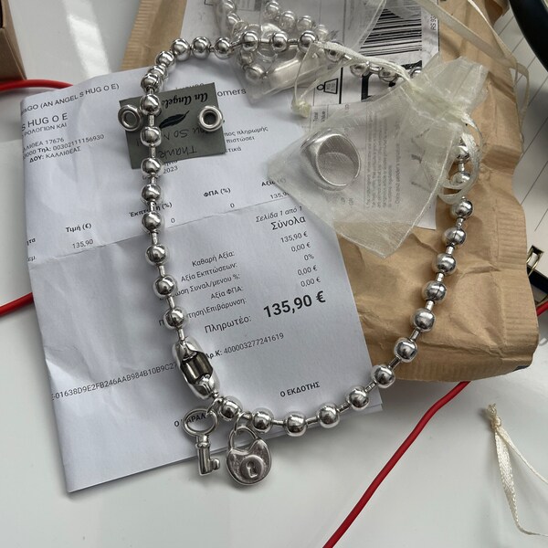 Chunky Ball Chain With Padlock and Key, Uno De 50 Style Key and Padlock ...