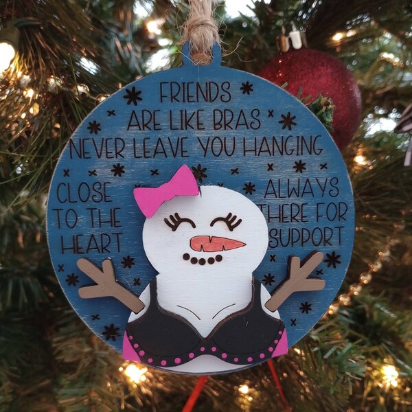 Snowman Friend Christmas Ornament SVG, Snowman Bra Christmas Ornament ...