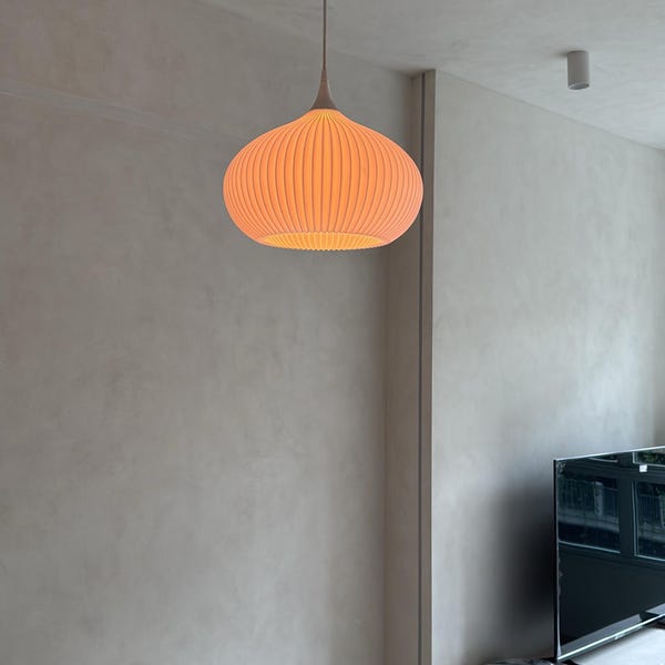 Modern Wavy Opaque Glass-like Pendant Lampshade - Sleek Soft-glow ...