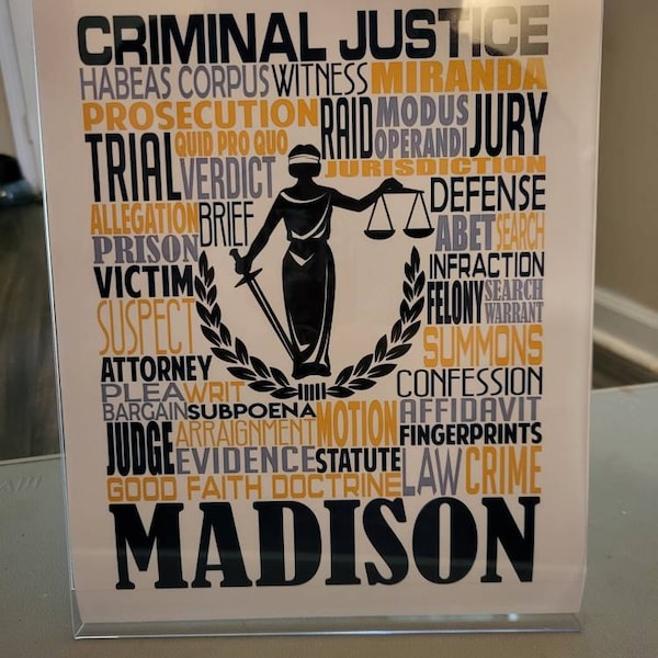 Criminal Justice Teacher Poster, Personalized Criminal Justice Sign ...