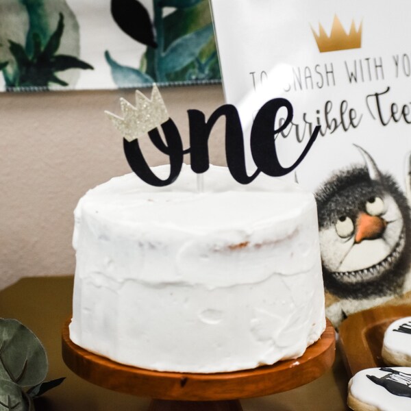 One Cake Topper With Crown - Etsy