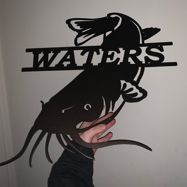 Metal Catfish Monogram Custom Color and Last Name Plasma Cut Wall Hang ...