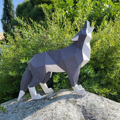 Doberman Stand & Sit Papercraft, Dog Low Poly, Papercraft, Papercraft ...