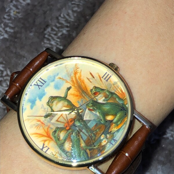 Frog Chorus Leather Watch, Frog Chorus Ladies Watch, Unisex Watch ...