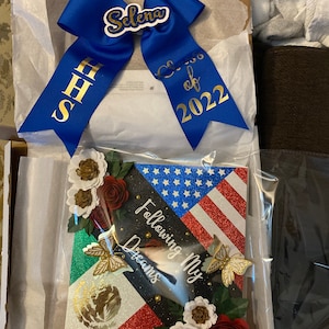 Custom Mexico Graduation Cap Topper Lo Logre Flag Floral Bling | Etsy