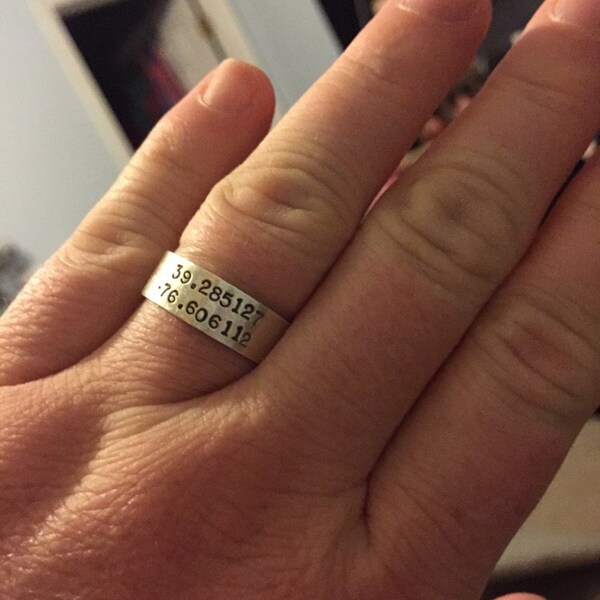 Wedding Ring Set Latitude and Longitude Rings (E0278) - Etsy