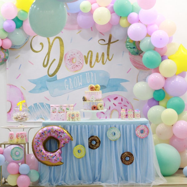 Donut Backdrop, Donut Grow up Banner, Donut Birthday Sign, Background ...