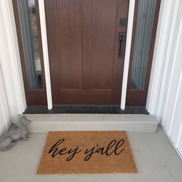 Hey Yall Door Mat, Funny Welcome Mat, Housewarming Gift, Porch Decor ...