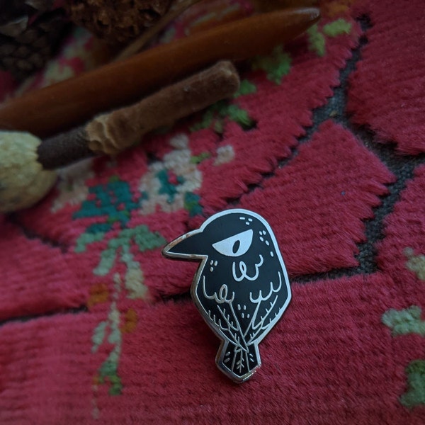 Furious Crow Cute Black Bird Hard Enamel Pin - Etsy
