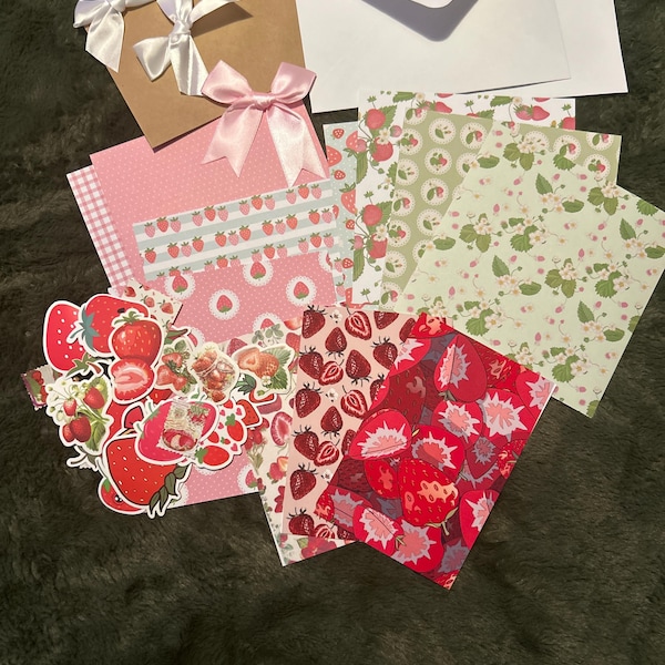 Strawberry Scrapbook Kit, Stationary Gift for Scrapbooking and Junk ...