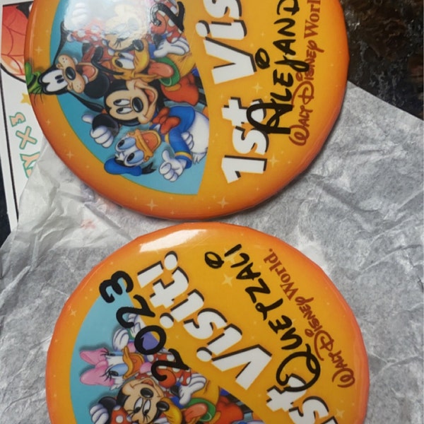 Custom Walt Disney World Button |1st Visit | Add Your Own Text | I'm ...
