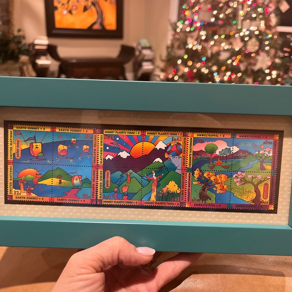 Peter Max Framed United Nations Stamps - Earth Summit + 5 - Etsy