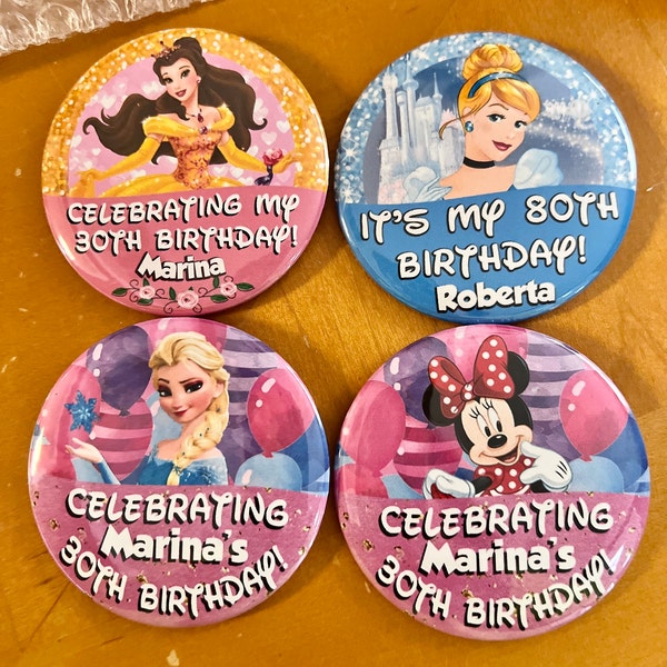 Belle Birthday Buttons-disney Birthday Buttons-disney Birthday Pins ...